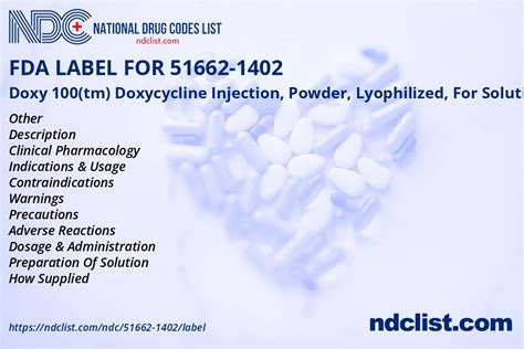 FDA Label For Doxy 100 Tm Doxycycline Injection Powder Lyophilized For Solution Intravenous