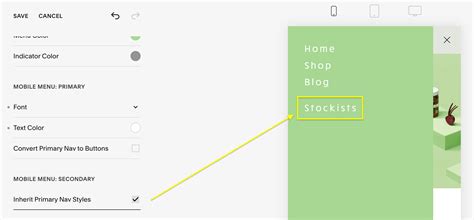 how to adjust your mobile menu in squarespace 7 1 and 7 0 brine — big