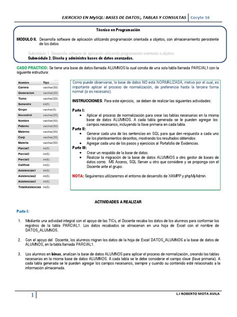Caso Práctico De Mysql Alumnos Pdf Tabla Base De Datos Bases De Datos