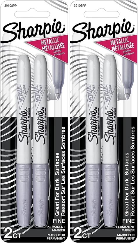 Sharpie Metallic Permanent Markers Fine Point Silver 2