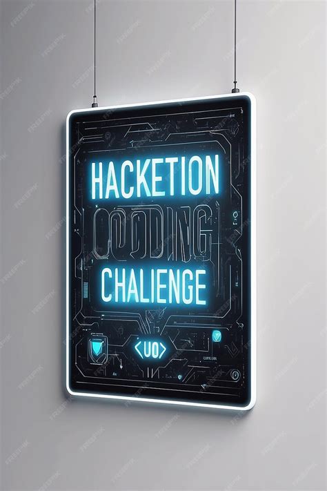 Premium Photo Tech Hackathon Coding Challenge Rules Signage Mockup With Blank White Empty