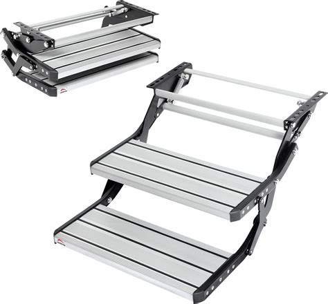 Leadallway Rv Step Camper Stair Folding Manual Double Drop Down Steps 440lbs Capacity Amazon