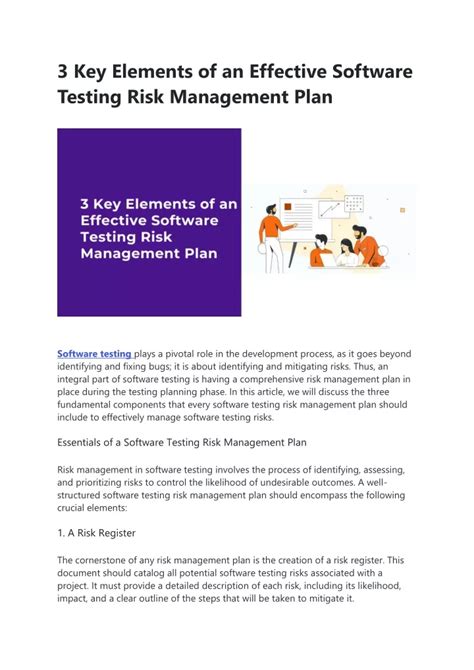 ppt 3 key elements of an effective software testing risk management