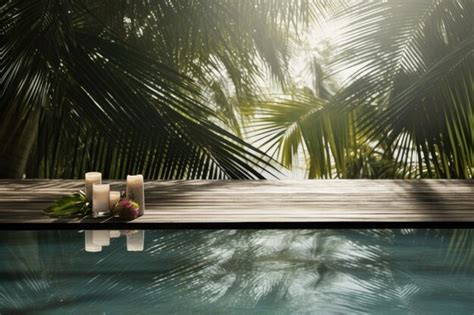 Premium Ai Image Tranquil Waters Serene Spa Background With Palm