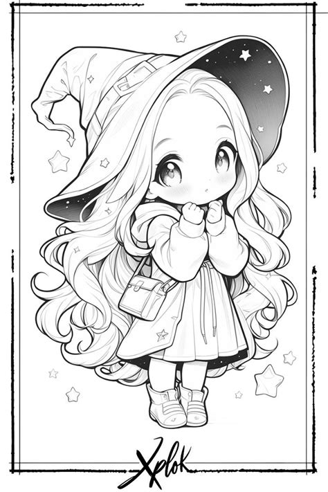 Kawaii Witch Coloring Pages Free Printables Witch Coloring Pages Chibi Coloring Pages