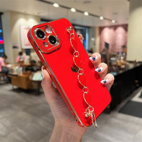 Cute Pretty Iphone XR Case Cover For Women Girls With Love Heart Strap Bracelet Chain Soft