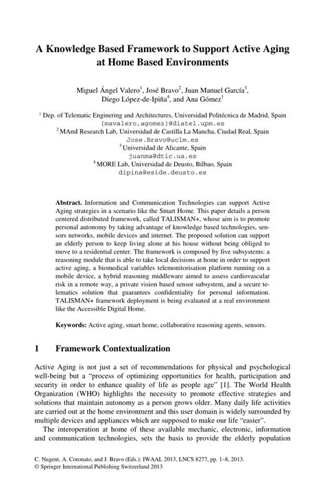 Pdf A Knowledge Based Framework To Support Active Aging At Home Based Environments