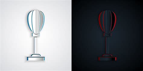 회색과 검은색 배경에 격리 된 종이 컷 펀칭 가방 아이콘 종이 아트 스타일 벡터 3차원 형태에 대한 스톡 벡터 아트 및 기타 이미지 3차원 형태 가죽 건강한 생활방식