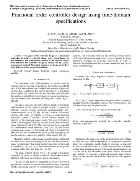 Pdf Fractional Order Controller Design Using Time Domain Specifications