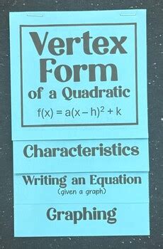 Graphing Quadratics In Vertex Form Editable Foldable Notes For Algebra
