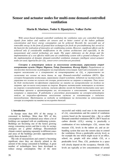 Sensor And Actuator Nodes For Multi Zone Demand Controlled Ventilation Ee Scientific Journal