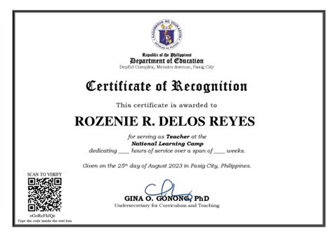 Nlc Certificate Of Recognition Pdf