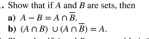 Solved Show that if A and B are sets then a AB ABˉ b Chegg