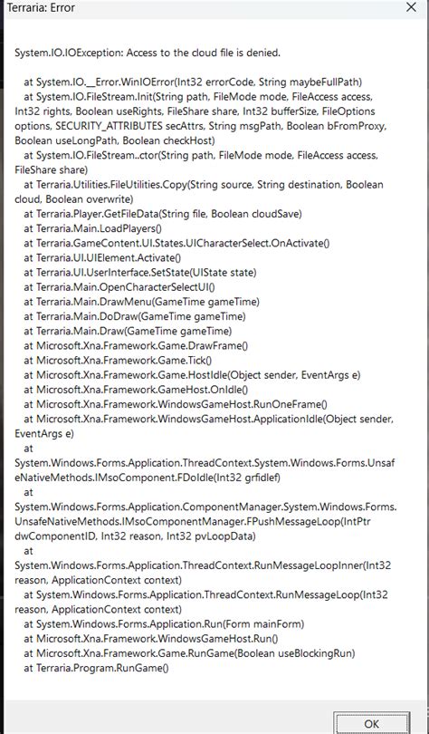 pc access to the cloud file is denied terraria community forums