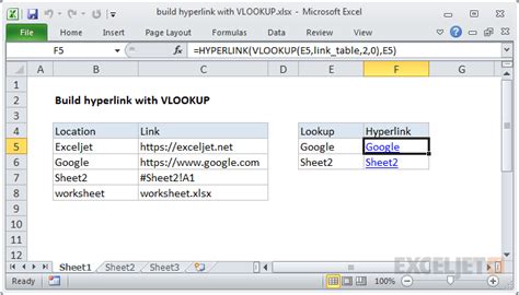 Build Hyperlink With Vlookup Excel Formula Exceljet
