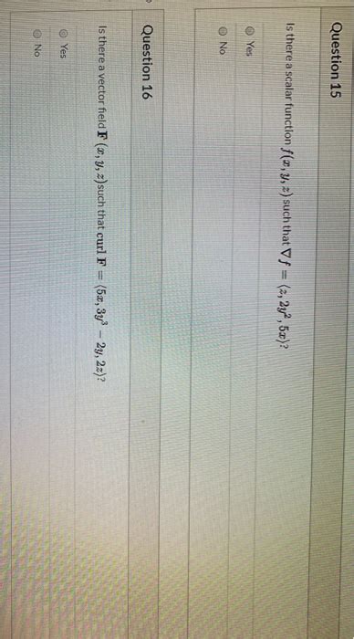 solved question 15 is there a scalar function f x y z