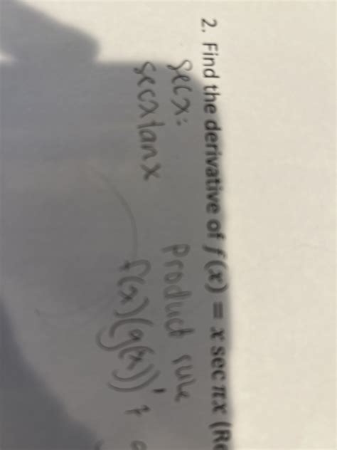 Solved Find the derivative of f x xsecπx R Sec x Chegg com