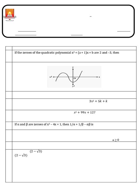 Polynomials Worksheet Grade 10 Pdf