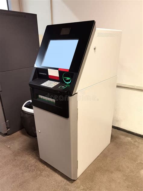 Modern Atm With Contactless Access Function Stock Image Image Of Digital Code 361444465