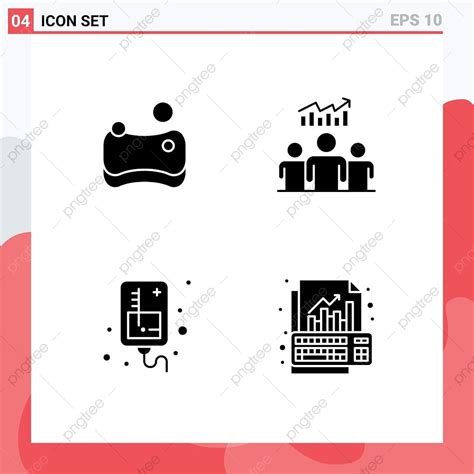 청소를 위해 그리드에 있는 4개의 벡터 솔리드 글리프 세트 의료 지금 세트 Png 일러스트 및 벡터 에 대한 무료 다운로드 Pngtree