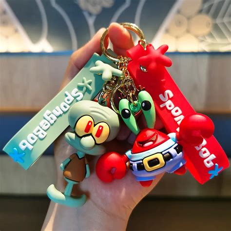 Spongebob Patrick Star Squidward Tentacles Cartoon Cute Keychain