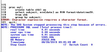 Solved Pull Min Of Datetime Sas Support Communities