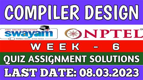 nptel compiler design week 6 assignment solutions jan 2023 youtube