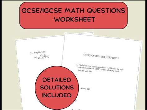 Gcse Igcse Math Questions With Solutions Teaching Resources
