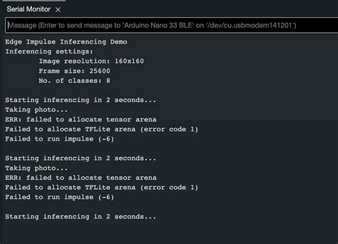 failed to allocate tflite arena error code 1 on portenta help
