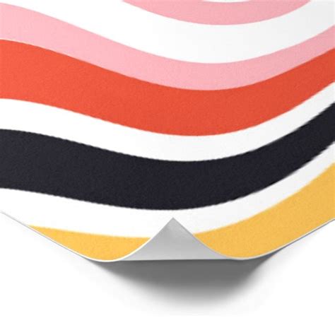 Retro Colorful Wavy Lines Modern Design Poster Zazzle