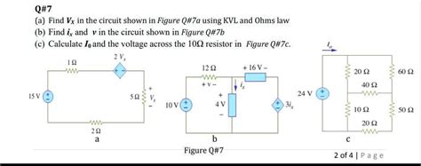 solved a find vx in the circuit shown in figure q 7a using kvl and