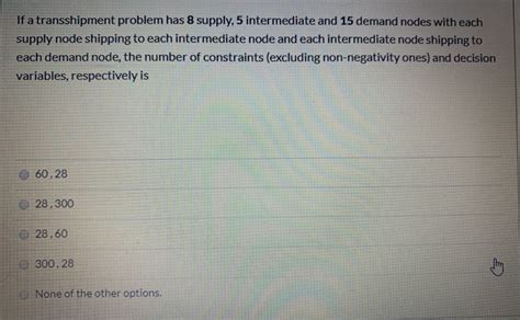 Solved If A Transshipment Problem Has 8 Supply 5