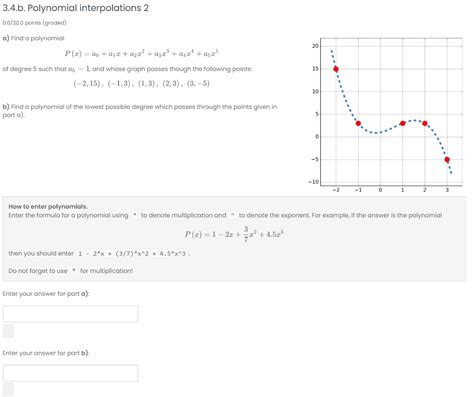 Solved 3 4 B Polynomial Interpolations 2 0 0 20 0 Points