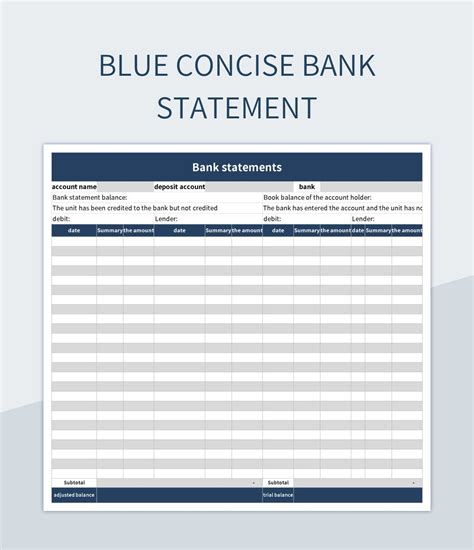 Bank Statement Template Excel
