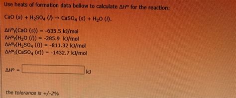 solved use heats of formation data bellow to calculate ahº