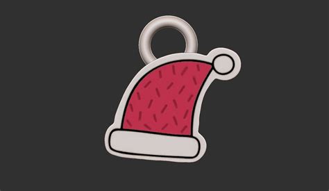 Stl File Christmas Hat Keychain Easy Print No Supports 🎄 ・3d Printing