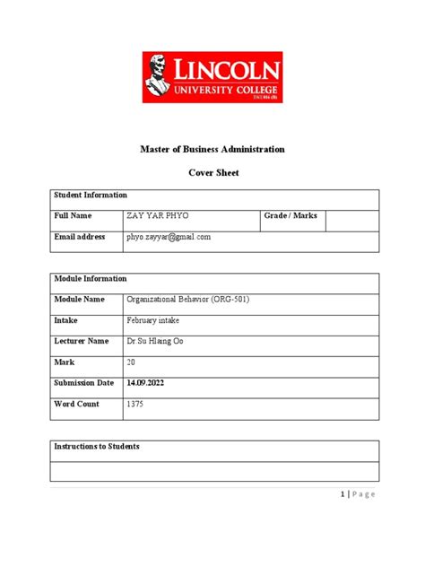 Organizational Behaviour Assignment I Pdf Extraversion And Introversion Attention