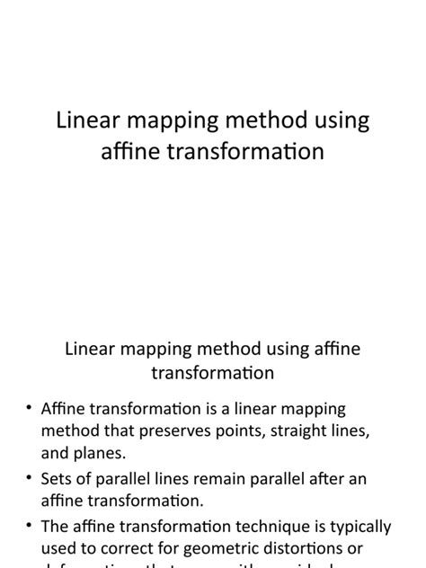 Linear Mapping Method Using Affine Transformation Pdf Matrix Mathematics Linear Map