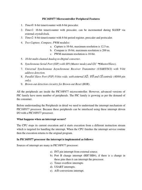 pic16f877 microcontroller on chip peripherals pdf analog to digital