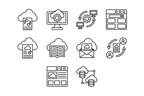 10 Cloud Computing Outline Icons Bundle Graphic By Maan Icons