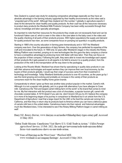 Week 2 Discussion Comparative Advantage Pdf Dairy Milk