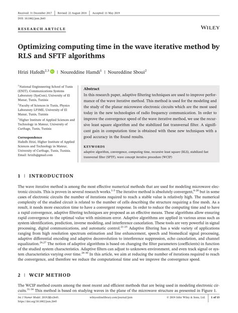 Optimizing Computing Time In The Wave Iterative Method By Rls And Sftf
