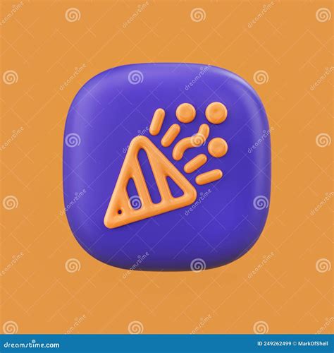 Emotion Icon Party 3d Icon On A Rounded Button Shape Outline Emoji 3d Rendering Flat