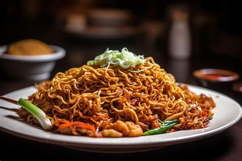 Premium Photo Fried Noodles On Plate