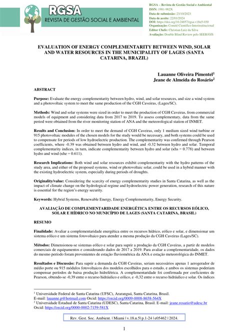 Pdf Evaluation Of Energy Complementarity Between Wind Solar And Water Resources In The