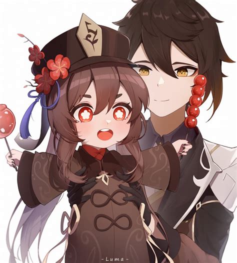 Hu Tao And Zhongli Genshin Impact Drawn By Luma Li Danbooru