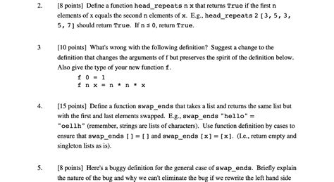 2 8 Points Define A Function Head Repeats N X That