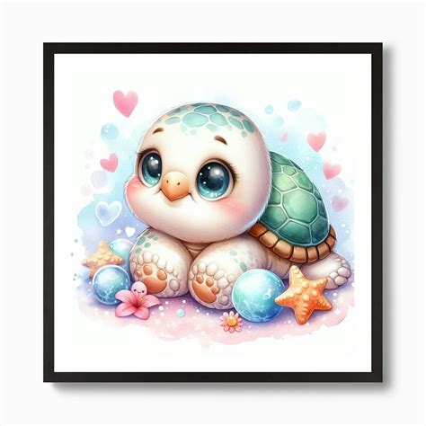 Cute Turtle Art Print By Loulitas Fy