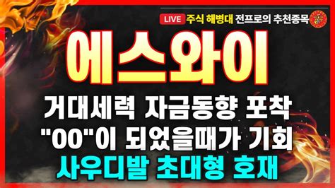 에스와이 주가전망 지금 세력들은 오히려 준비하고 있네요 차트가 말해줍니다 아직 시세 초입이라고 안떨어지는데는 다 이유가 있겠죠 Youtube