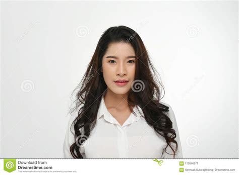 Women Wear White Shirt Stock Image Image Of Pretty 113046971